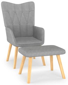 Relaxační židle Gllover se stoličkou - textil | světle šedá