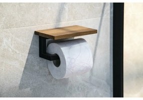 SAPHO Ska421 Ska držák toaletního papíru s poličkou 15 x 8 x 10 cm, černá mat/dub