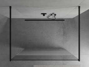 Mexen Kioto, průchozí sprchová zástěna 110 x 200 cm, 8mm čiré sklo/námraza, 2x černá stabilizační rozpěra, 800-110-002-70-35