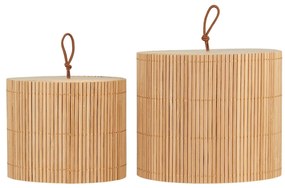 IB LAURSEN Úložný box Round Bamboo Větší, přírodní barva, dřevo