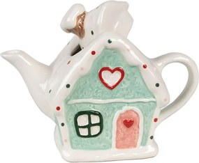 Zelená keramická konvička chaloupka Gingerbread Green - 21*10*15 cm / 600 ml