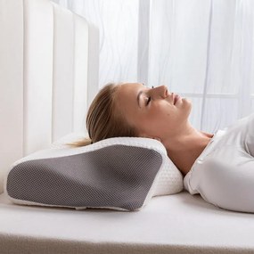 Ergonomický polštář z paměťové pěny bílo-šedá 60 x 35 cm