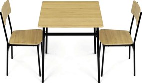 Set jídelní (1+2), MDF, dekor divoký dub, černý kov hnědá