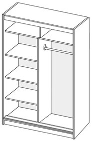 EFFECT s | šatní skříň EF2 se zrcadlem | 150 cm | sonoma/andersen