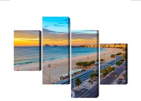 Vícedílný obraz Pohled Na Východ Slunce Na Pláž Copacabana A Avenida Nedostatek Nedostatek Plátno Canvas 120x75