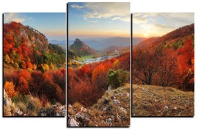 Obraz na plátně - Podzimní krajina při západu slunce, Slovensko, Vrsatec 1260C (105x70 cm)
