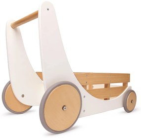 Kinderfeets® Dřevěný vozík na hračky a nácvik chůze bílý