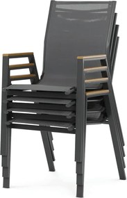 Stůl zahradní, deska polywood v dekoru dubu, šedá kovová konstrukce (150 x 89,5) cm