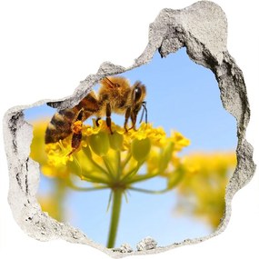 Wallmuralia Samolepící díra Včela na květině 75x75 cm