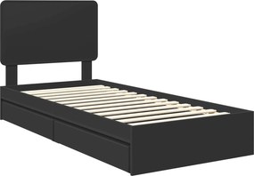 Postel s úložným prostorem Černá 90 x 190 cm Kompozitní dřevo 3412729
