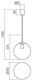 Smarter 01-3168 závěsné svítidlo Global, pískově černé, 1xE27, ø25cm