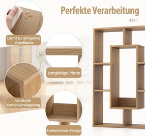 Costway Moderní knihovna s 7 přihrádkami a ochranou proti převrácení.