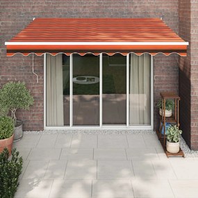 Automatická zatahovací markýza oranžová a hnědá 3,5 x 2,5 m 3154492