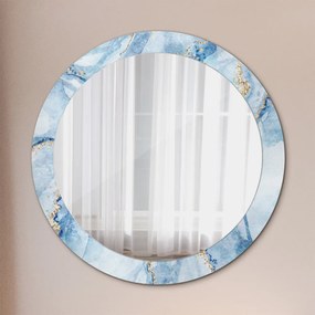 Kulaté dekorativní zrcadlo Modré mramorové zlato fi 80 cm