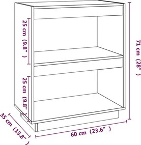 vidaXL Knihovna 60 x 35 x 71 cm masivní dřevo borovice [810861] Barva: Šedá