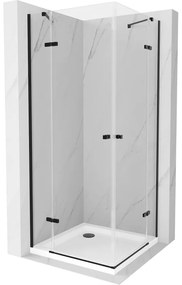 Mexen Roma Duo sprchový kout s otočnými dveřmi 100 x 100 cm, Průhledné, Černá + sprchová vanička Flat - 854-100-100-70-02-4010B