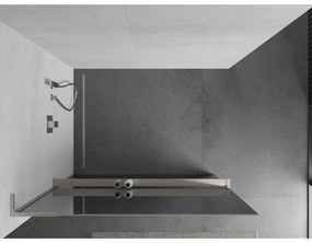 Mexen Kioto+ L, sprchová zástěna Walk-In s poličkou a věšákem 110 x 200 cm, 8mm sklo vzor zrcadlo, broušená ocel profil, 800-110-123-97-50