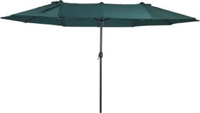 Balkonový slunečník Outsunny Doppler, 460 x 270 x 241 cm, Ø2,7 m, s křížovou podstavou, závažím, ruční klikou, vysoká stabilita, polyester, ABS, tmav…