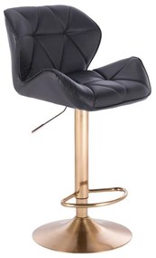 LuxuryForm DESIGN Barová židle MILANO na zlaté kulaté podstavě - černá