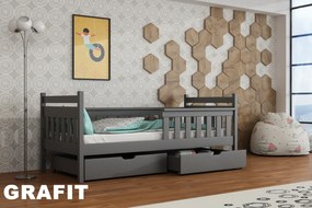 Dřevěná postel EMA  80x200  cm s úložným prostorem masiv - grafit