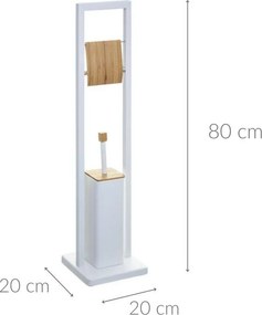 Toaletní kartáč s držákem toaletního papíru NATURELO, 2-v1, barva bílá