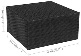 vidaXL Marketos Zahradní židle se stoličkou polyratan černá
