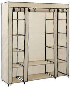 Šatní skříň s přihrádkami a tyčemi krémová 150x45x176 cm textil 282435