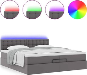 Osmanský rám postele s matrací šedá 200x200cm umělá kůže 3312175