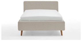 Béžová čalouněná dvoulůžková postel s úložným prostorem s roštem 140x200 cm Mattis - Meise Möbel
