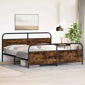 Kovový rám postele bez matrace kouřový dub 183 x 213 cm 3318640