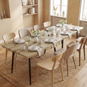 Jídelní stůl HOMCOM pro 4 osoby, 110 × 70 × 75 cm, moderní severský design, ocelový rám, deska s dubovým dekorem