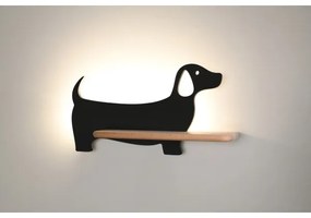LED Dětské nástěnné svítidlo s poličkou DOG LED/5W/230V černá/dřevo