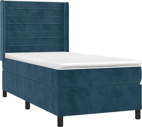 Box spring postel s matrací tmavě modrá 80 x 200 cm samet 3132709