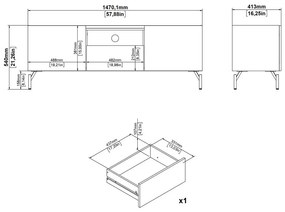 Hnědý TV stolek v dekoru dubu 147x54x41 cm Bergen – Tvilum