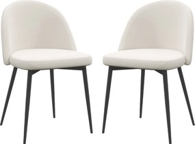HOMCOM Sada 2 jídelních židlí se skandinávským designem, sametově čalouněné s taperovanými kovovými nohami, do obývacího pokoje a jídelny, krémové | A