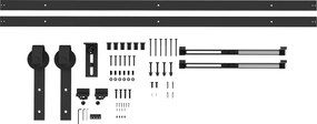 HOMCOM Sada kování pro posuvné dveře 244 cm – Kompletní set s funkcí tlumení, kolejničkami, kolečky, protišplhacími zařízeními, zarážkami dveří, vodič