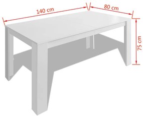 PerfektníDomov Jídelní stůl Isisford - 140x80x75 cm | bílý