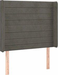 Čelo postele s LED tmavě šedé 103 x 16 x 118/128 cm samet 3124231