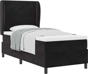 Postel s boxspringem s čelo Černý 200 x 80 cm samet 3340900