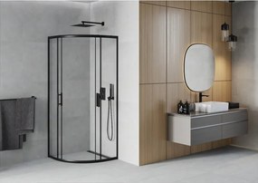 Mexen Rio, čtvrtkruhový sprchový kout 90 x 90 cm, 6mm čiré sklo, černý profil, 863-090-090-70-00