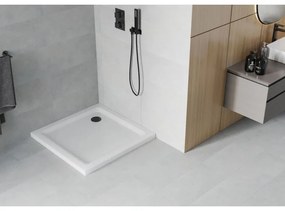 Mexen SLIM - Čtvercová sprchová vanička 100x100x5cm + černý sifon, bílá, 40101010B
