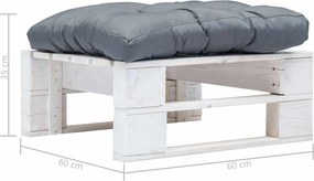 Zahradní taburet z palet s šedou poduškou bílý dřevo 277375