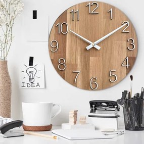 Dřevěné nástěnné hodiny moderní design I SENTOP MAS016-OSMO-3041-heads-silver