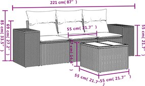 4dílná zahradní sedací souprava s poduškami béžová polyratan 3254605