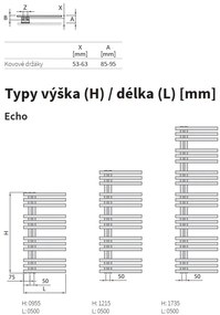 Isan Echo 1215 x 500 mm koupelnový radiátor bílý