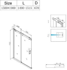 BPS-koupelny Posuvné sprchové dveře HYD-PD03G 150 cm chrom/transparent pro instalaci do niky - bez vaničky