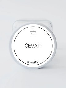 Samolepka na kořenky ČEVAPI bílá 5 cm základní písmo