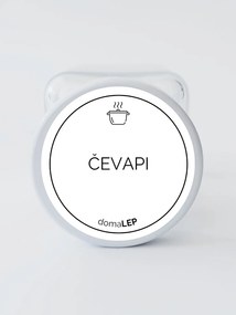 Samolepka na kořenky ČEVAPI bílá 5 cm základní písmo