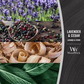 WoodWick – svíčka Lavender & Cedar (Levandule a cedr) Velikost: střední 275 g
