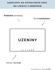 UZENINY - Samolepka s rámečkem na dózy do lednice, 6 x 4 cm